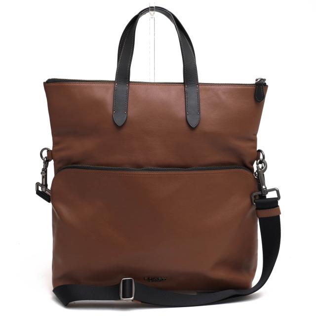 ○コーチ COACH スムースカーフレザー 牛革 トートバッグ F50712 GRAHAM FOLDOVER TOTE グラハム フォールドオーバー A4サイズ収納 中古