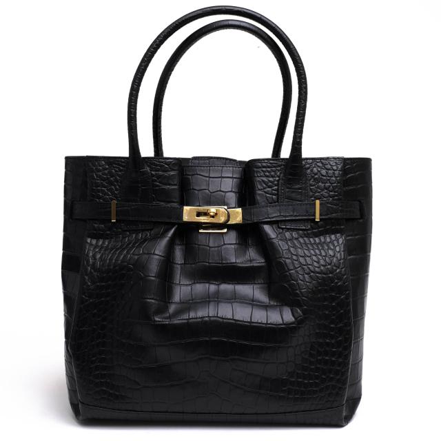 ○レザージュエルズ LEATHER JEWELS ココリュクス COCOLUX メルディアナ 牛革 ハンドバッグ 17P82A クロコ型押し レディース 【中  中古