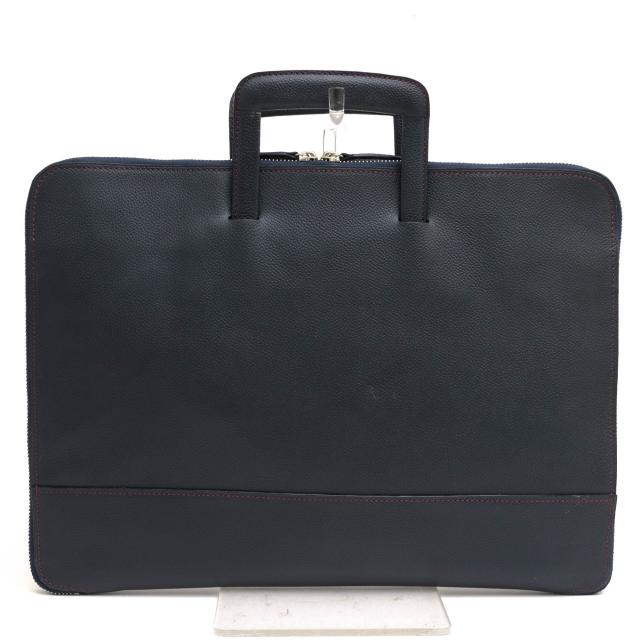 ○キタムラ Kitamura グレイン型押し牛革 ビジネスバッグ 薄マチ シボ革 シュリンクレザー メンズ 【中古】 中古