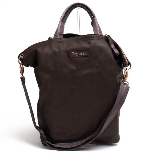 ○レペット Repetto シルクカーフスキンレザー 牛革 トートバッグ Shopping bag Grand ecart Silk calfskin 2WAY ショルダーバッグ 中古
