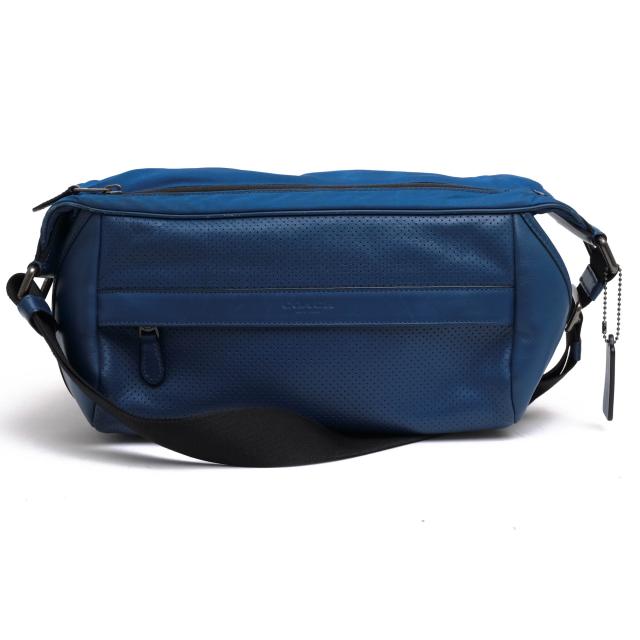 ○コーチ COACH 牛革 スポーツカーフレザー ショルダーバッグ F72234 TERRAIN PACK IN PERFORATED LEATHER テリアン パフォレイテ  中古