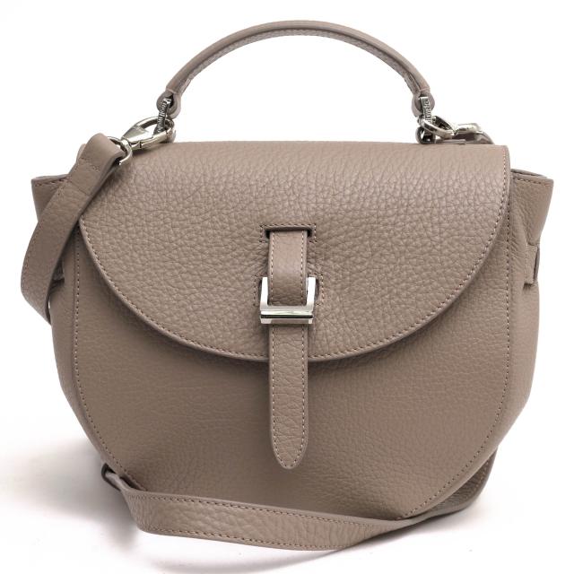 ○メリ・メロ MELI MELO ペブルドレザー（牛革） ハンドバッグ Ortensia フラップ式 2WAY ショルダーバッグ シボ革 シュリンクレザ 中古