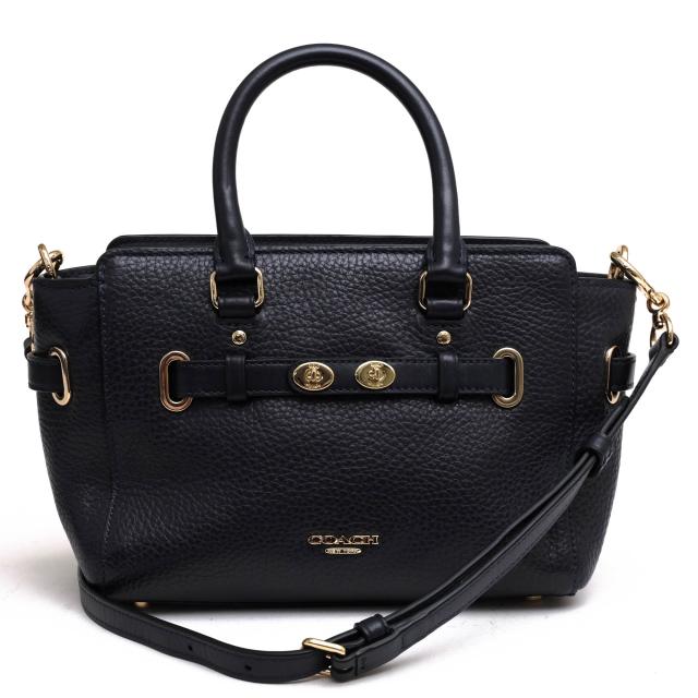 ○コーチ COACH スワッガー 牛革 ペブルドレザー ハンドバッグ F37635 Mini Blake Carryall In Bubble Leather ミニ ブレイク キャ 中古