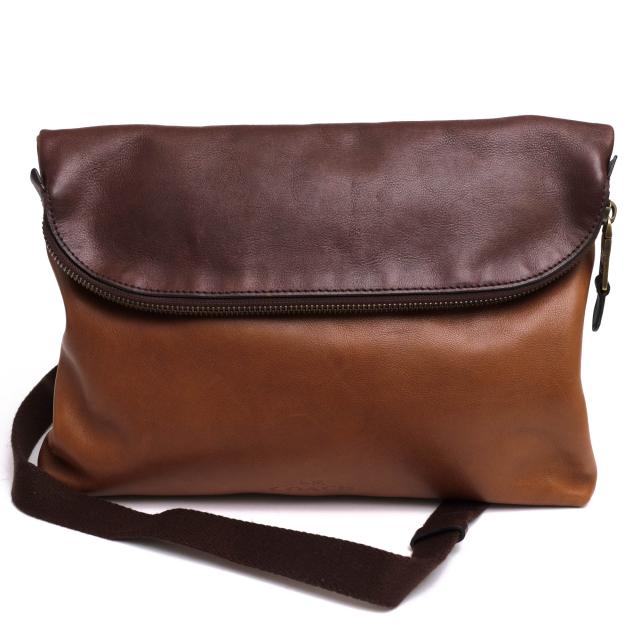 ○コーチ COACH 牛革 カーフ ショルダーバッグ 71553 カラーブロック レザー フォルドオーバー クロスボディー クロスボディ シボ  中古