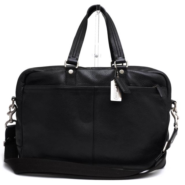 ○コーチ COACH ペブルドレザー 牛革 ビジネスバッグ F70354 Camden Pebbled Zip Top Brief カムデン ペブルド ジップトップ ブリ  中古