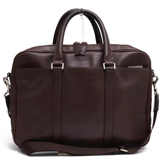 ○コーチ COACH 牛革 カーフ ビジネスバッグ F71066 LEXINGTON ZIP TOP BRIEF レキシントン ジップトップ ブリーフ 2WAY ショルダ  中古