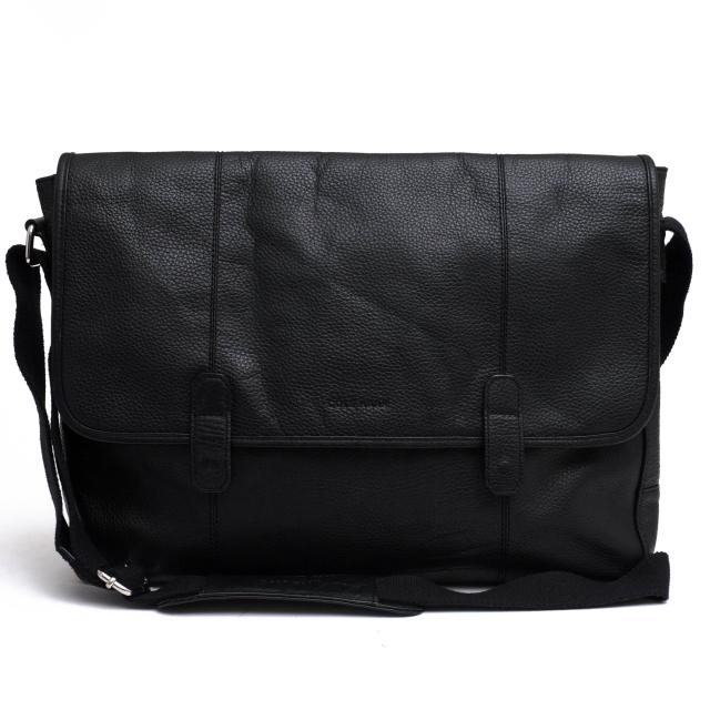 ○コールハーン COLE HAAN 牛革 ショルダーバッグ CHDM11027 WAYLAND MESSENGER BAG フラップ式 メッセンジャーバッグ シボ革 シュ 中古