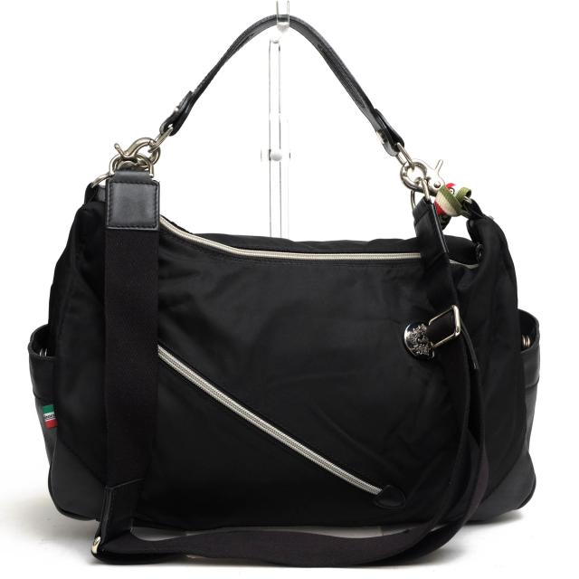 ○オロビアンコ orobianco 伊リモンタ社ナイロン ショルダーバッグ SILVESTRA シルヴェストラ ハンドストラップ 定番 メンズ 【中  中古