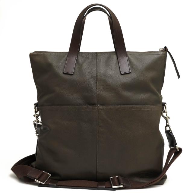 ○コーチ COACH 牛革 スパイロレザー トートバッグ 70493 Thompson Crossbody Foldover Tote トンプソン クロスボディー フォルド  中古