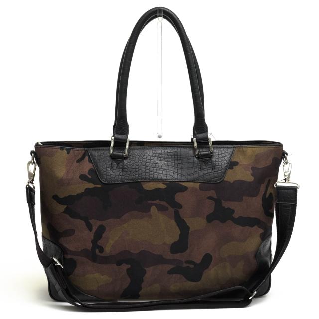 ○ペッレモルビダ PELLE MORBIDA リモンタ社 ナイロンジャガード 牛革 ビジネスバッグ ONDA オンダ ビジネストート 2WAY ショルダ  中古