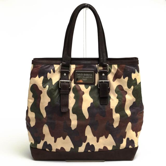 ○ドルガバ DOLCE＆GABBANA 牛革 トートバッグ 裏地DG柄 迷彩・カモフラージュ柄 ユニセックス 男女兼用 メンズ 【中古】 中古