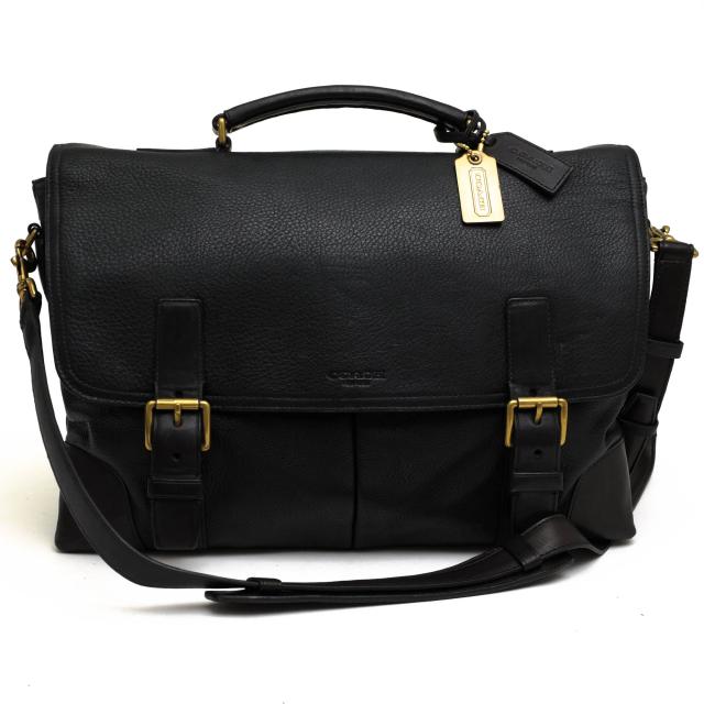 ○コーチ COACH イタリア産 チェルボレザー 牛革 ビジネスバッグ 70480 Crosby Flap Brief クロスビー フラップ ブリーフ  フラッ  中古