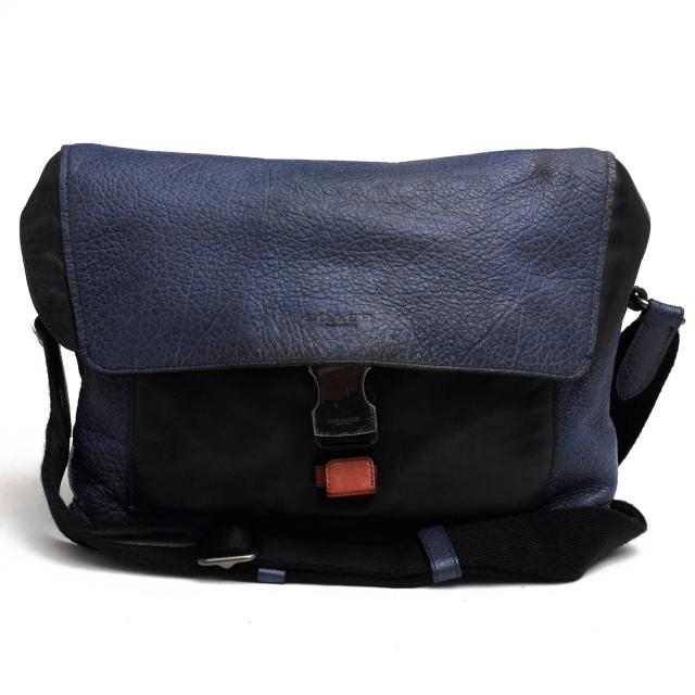 ○コーチ COACH バッファロー型押し スポーツカーフ 牛革 ショルダーバッグ 57769 MANHATTAN BIKE BAG マンハッタン バイク バッグ 中古