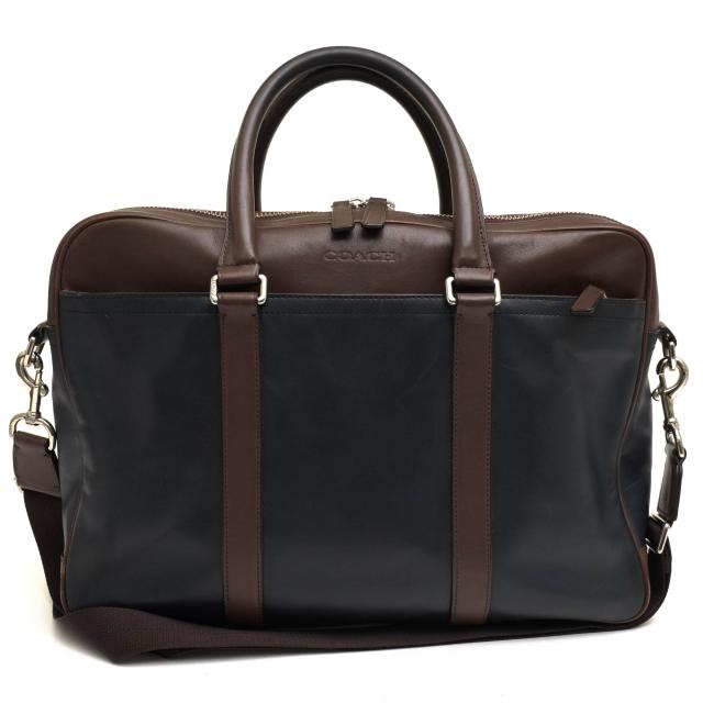 ○コーチ COACH 牛革 カーフ ビジネスバッグ F71066 LEXINGTON ZIP TOP BRIEF レキシントン ジップトップ ブリーフ A4サイズ収納可 中古