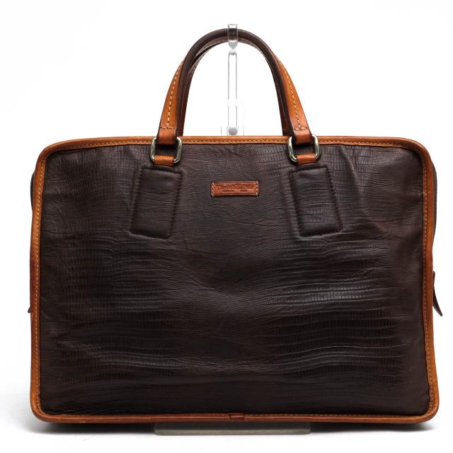 ○ダニエル＆ボブ Daniel＆Bob リザード型押し牛革 ビジネスバッグ メンズ 【中古】 中古