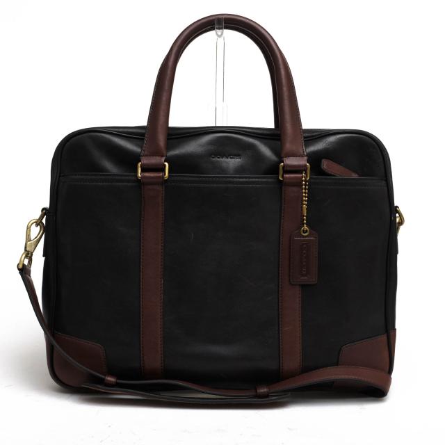 ○コーチ COACH 牛革 カーフ ビジネスバッグ 71012 Bleecker Harness Leather Slim Brief ブリーカー ハーネス スリム ブリーフ 2W 中古