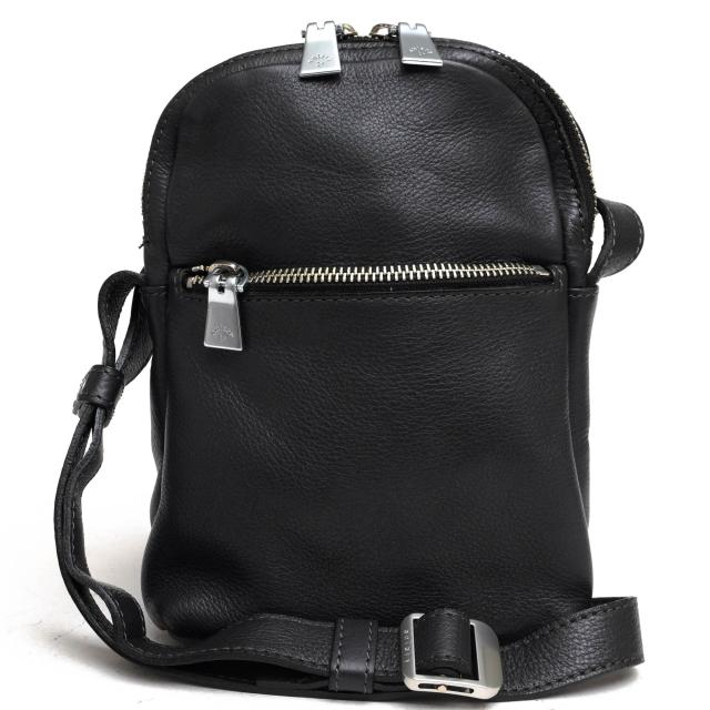 ○アニアリ aniary 牛革 ショルダーバッグ 07-03005 Shrink Leather ショルダーポシェット シボ革 シュリンクレザー メンズ 【中古 中古