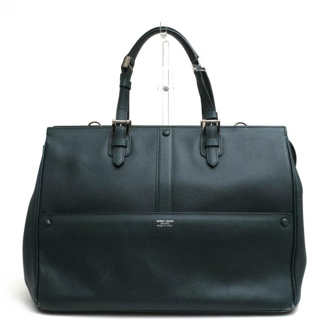 ○アルマーニ GIORGIO ARMANI エメラルドグリーン 牛革 カーフ ハンドバッグ Y1D016 YB30E グレイン型押し レディース 【中古】 中古