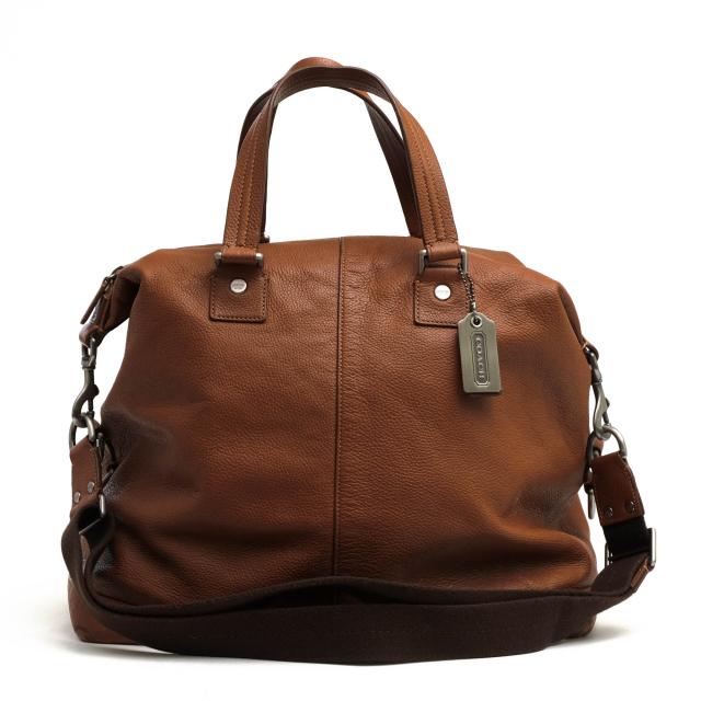 ○コーチ COACH ペブルドレザー 牛革 トートバッグ F77211 CAMDEN DUFFLE キャムデン ペブルドレザー ダッフル ダッフルバッグ 2WA 中古