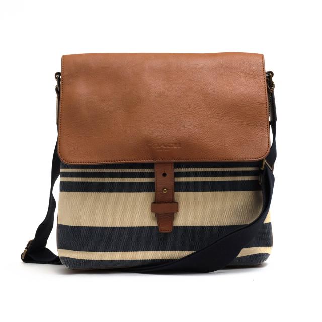 ○コーチ COACH 一部牛革 ショルダーバッグ F71271 Heritage Beach Vintage Stripe Map Bag ヘリテージ ビーチ ヴィンテージストラ 中古