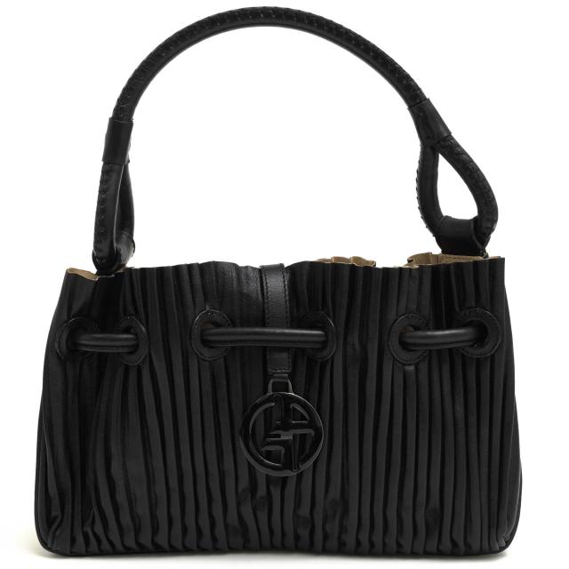○アルマーニ GIORGIO ARMANI ラムレザー 子羊革 ハンドバッグ YC415 Pleated Leather Bag プリーツ レディース 【中古】 中古