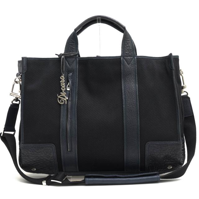 ○ディカーロ DICARO 伊リモンタ社ナイロン 牛革 ビジネスバッグ シャックル金具 2WAY ショルダーバッグ シボ革 シュリンクレザー  中古