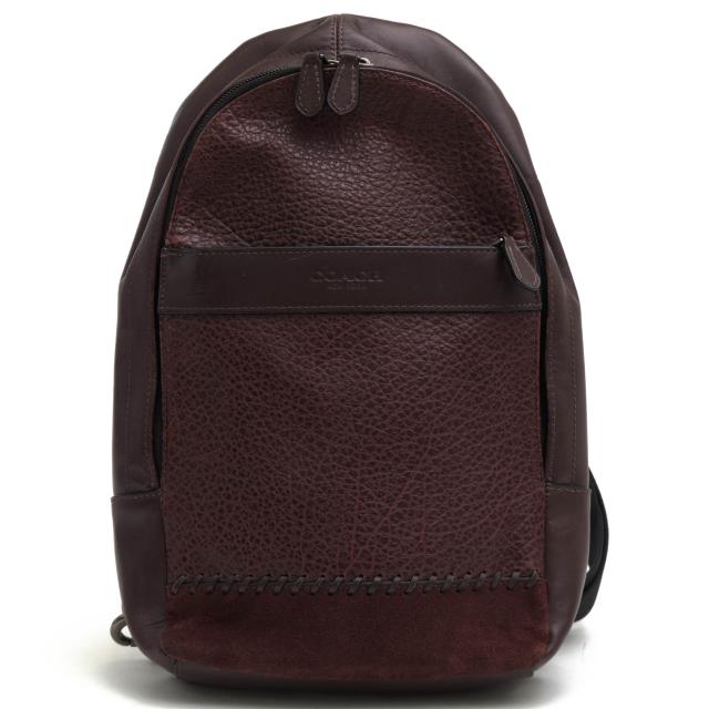 ○コーチ COACH 牛革 リファインドカーフ バッファロー エンボスドレザー ショルダーバッグ F11236 CHARLES PACK WITH BASEBALL ST 中古