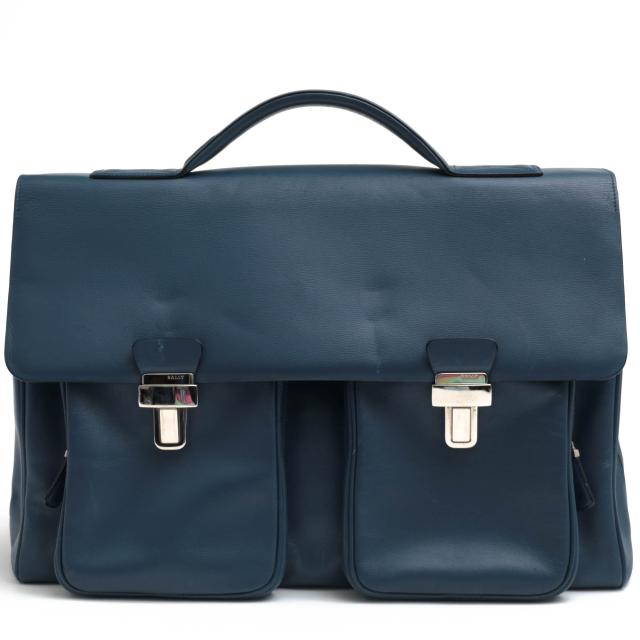 ○バリー BALLY イタリアンカーフスキン 牛革 ビジネスバッグ Gori フラップ式 メンズ 【中古】 中古