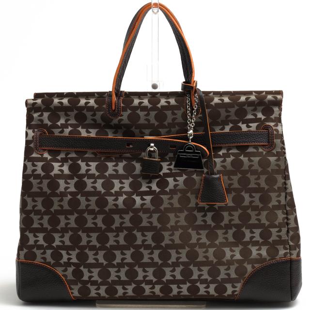 ○濱野 ハマノ HAMANO 130周年記念限定 ジャガード織り 一部牛革 トートバッグ ジャガード モノ キャリア モノグラム柄 シボ革 シ  中古