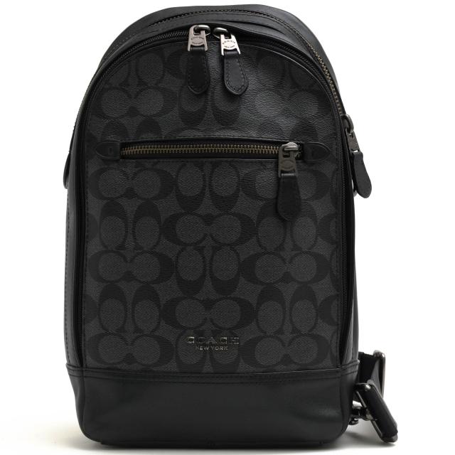○コーチ COACH シグニチャーコーテッドキャンバス 牛革 ショルダーバッグ F37573 Graham Pack In Signature Canvas グラハム パッ 中古