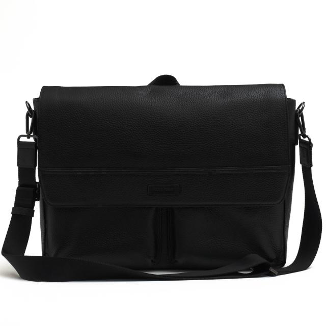 ○コールハーン COLE HAAN ペブルドレザー 牛革 ビジネスバッグ F11521 Leather Messenger フラップ式 メッセンジャーバッグ シボ  中古