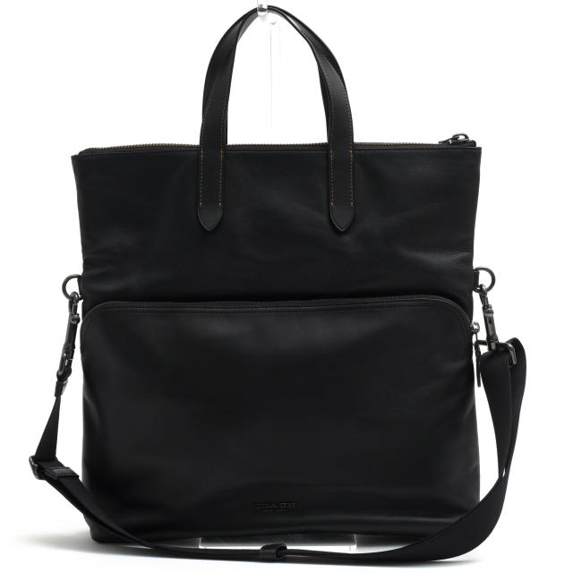 ○コーチ COACH スムースカーフレザー 牛革 トートバッグ F50712 GRAHAM FOLDOVER TOTE グラハム フォールドオーバー A4サイズ収納 中古