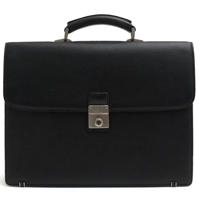 ○ダックス DAKS 裏地チェック柄 牛革 ビジネスバッグ A4サイズ収納可 シボ革 シュリンクレザー メンズ 【中古】 中古