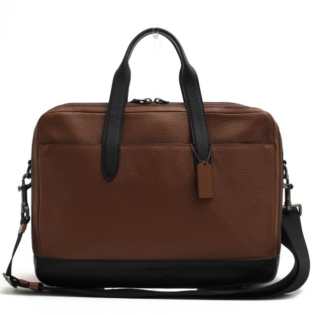 ○コーチ COACH ペブルドレザー 牛革 ビジネスバッグ F27617 Hamilton Day Brief ハミルトン デイ ブリーフ A4サイズ収納可 2WAY   中古