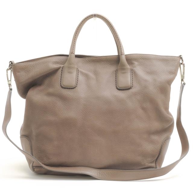 ○ヒロフ HIROFU ソフトバケッタ 牛革 トートバッグ P2520204 DUO L デュオ A4サイズ収納可 定番 2WAY ショルダーバッグ シボ革 シ 中古