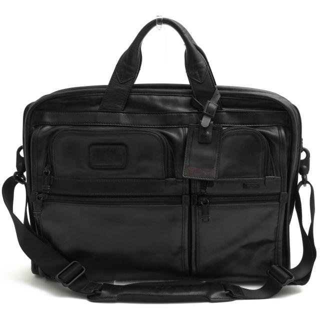 ○トゥミ TUMI ナパレザー 牛革 ビジネスバッグ 96114D2 ALPHA2 COMPACT LARGE SCREEN LAPTOP BRIEF 2WAY ショルダーバッグ 定番   中古