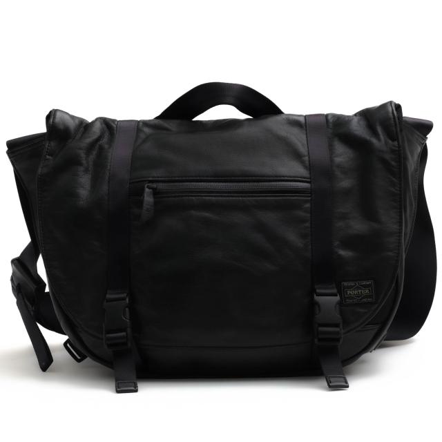 ○ポーター 吉田カバン PORTER 牛ステア スコッチガードTM ショルダーバッグ 107-08407 ZOOM MESSENGER BAG L ズーム メッセンジャ 中古
