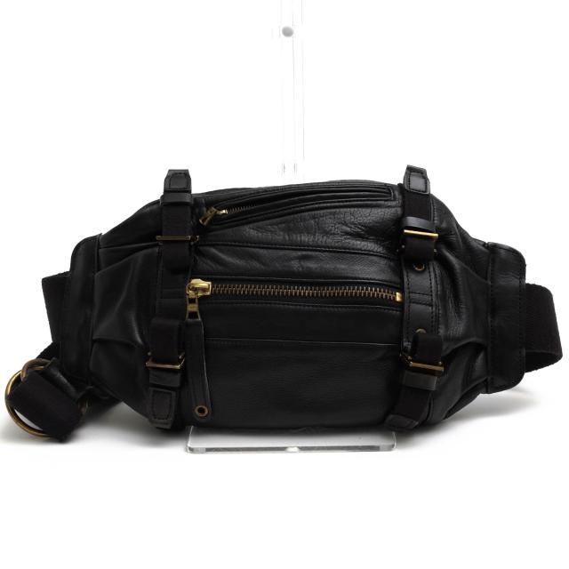 ○マスターピース master-piece ベジタブルタンニン鞣し 牛革 ショルダーバッグ No.24022 Fold ボディバッグ 肩掛け ワンショルダ  中古