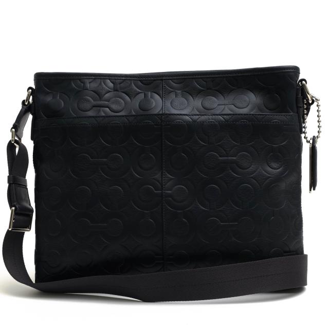 ○コーチ COACH オプアート 牛革 ショルダーバッグ 70248 Op Art Leather Flat Crossbody Satchel オプ アート レザー ジップ トッ 中古