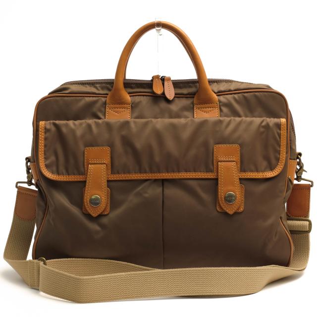 ○ポールスミス Paul Smith 高密度ナイロンツイル ヌメ革 牛革 ビジネスバッグ 2WAY ショルダーバッグ メンズ 【中古】 中古