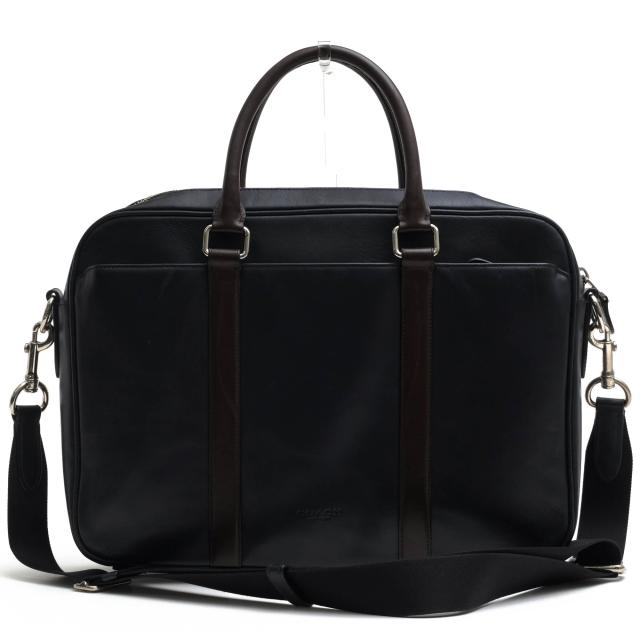 ○コーチ COACH スムースカーフ 牛革 ビジネスバッグ F54760 Perry Slim Brief Calf Leather ペリー スリム ブリーフ 2WAY ショル  中古