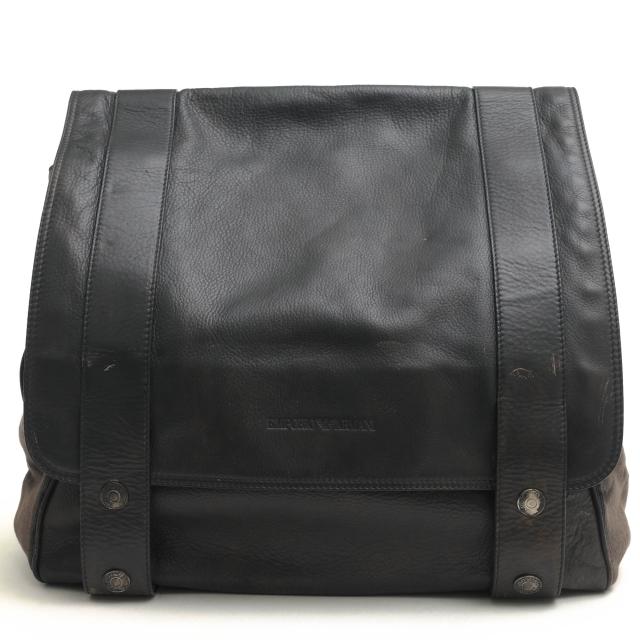 ○アルマーニ EMPORIO ARMANI 天然皮革 ショルダーバッグ フラップ式 メッセンジャーバッグ ウォッシュ加工 メンズ 【中古】 中古