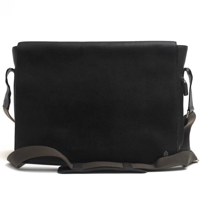 ○ダンヒル Dunhill イタリアンカーフ 牛革 ショルダーバッグ L3M165 Bourdon ボードン Messenger Bag グレイン型押し シボ革 シュ 中古