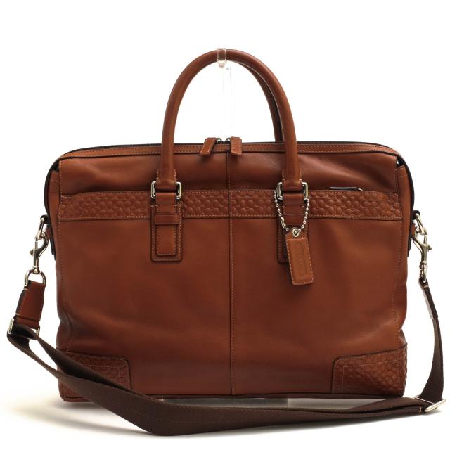 ○コーチ COACH 牛革 ビジネスバッグ F70454 Gramercy Leather Zip Top Briefcase グラム レザー ジップ トップ ブリーフ ミニシグ 中古