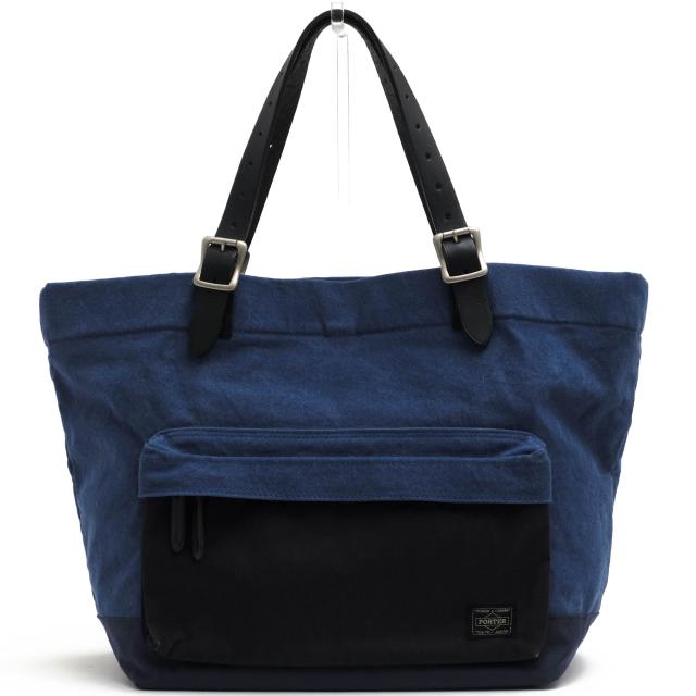 ○ポーター 吉田カバン PORTER コットンキャンバス パラフィン加工 トートバッグ 193-04060 BRIDGE TOTE BAG S ブリッジ バイカラ  中古