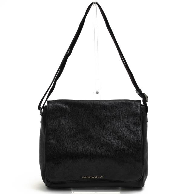 ○アルマーニ EMPORIO ARMANI 牛革 ショルダーバッグ YEM822 YH234 ST.DOLLARO A4サイズ収納可 メッセンジャーバッグ シボ革 シュ  中古