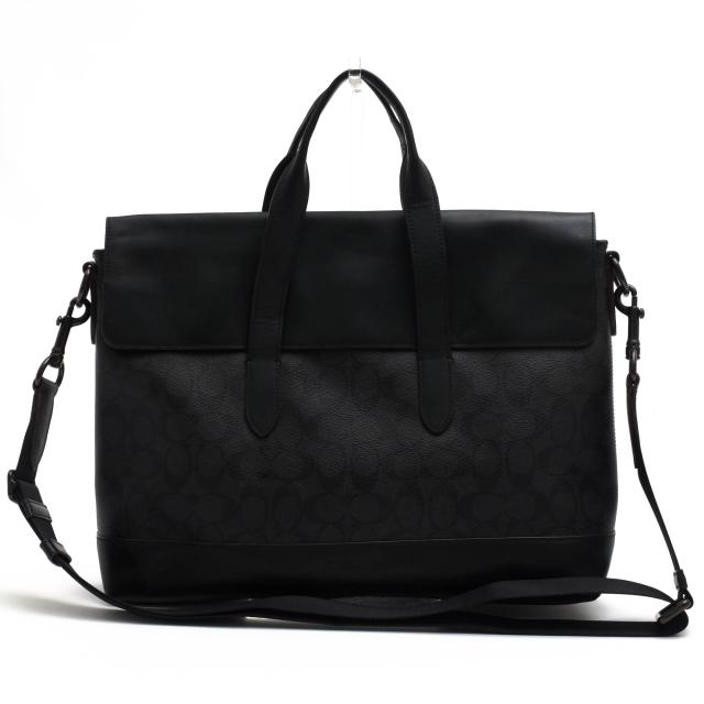 ○コーチ COACH シグニチャーコーテッドキャンバス 牛革 ビジネスバッグ 4190 Hamilton Portfolio Brief In Signature Canvas ハミ 中古