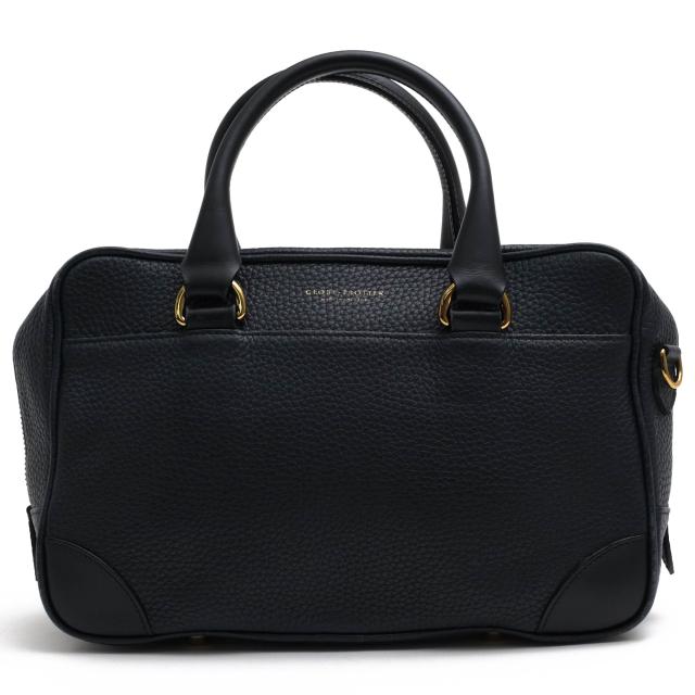 ○グローブ・トロッター GLOBE-TROTTER 牛革 ハンドバッグ プロペラ ボーリングバッグ シボ革 シュリンクレザー ミニボストン レデ 中古
