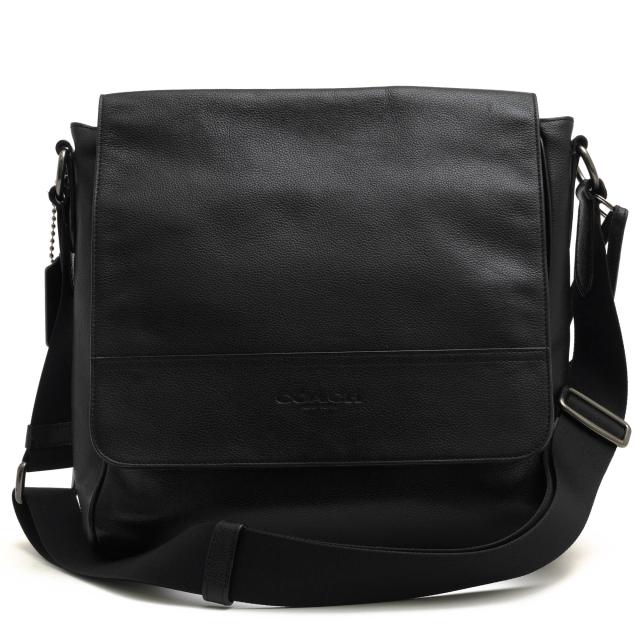 ○コーチ COACH 牛革 ショルダーバッグ F68015 HOUSTON MAP BAG メッセンジャーバッグ シボ革 シュリンクレザー メンズ 【中古】 中古