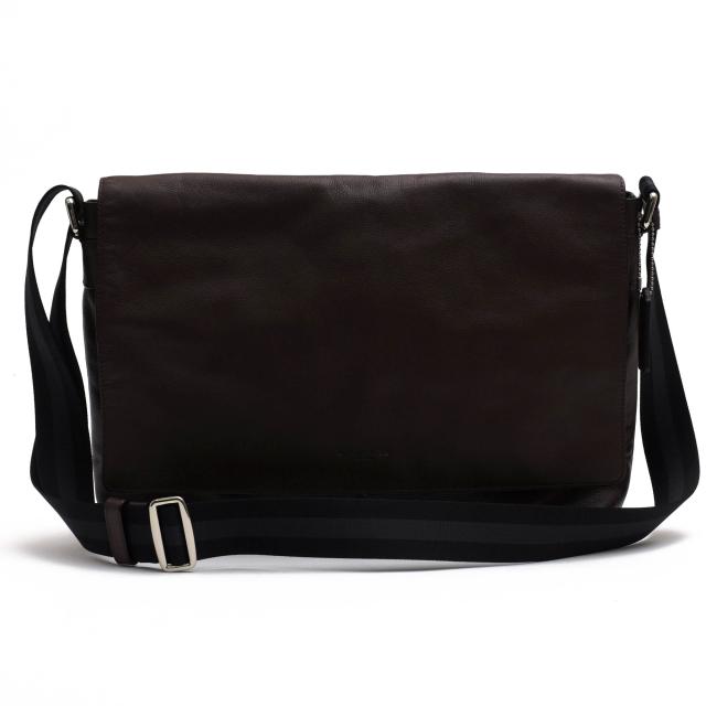 ○コーチ COACH 牛革 ショルダーバッグ F54792 Charles Messenger In Smooth Leather チャールズ メッセンジャー フラップ式 メッ  中古